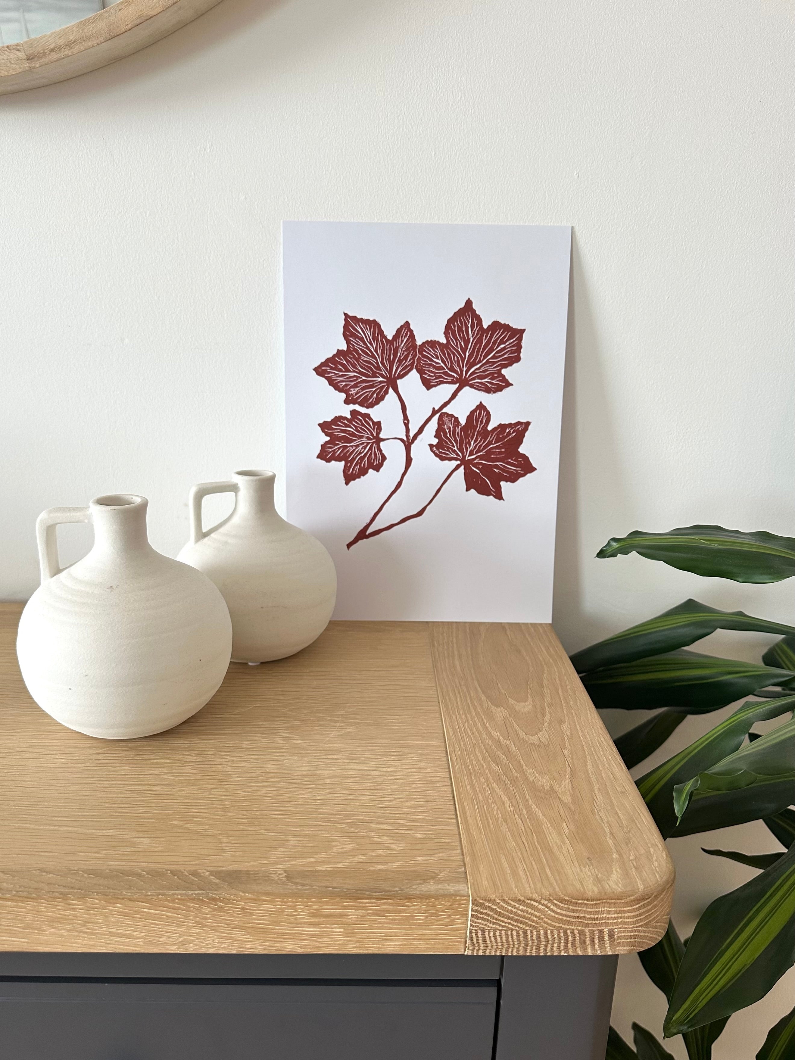 Maple Leaves A4 Lino Print – Sundowner Studio