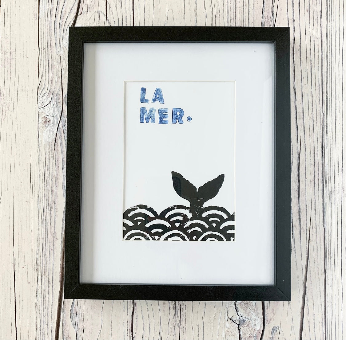 Whale, La Mer A5 Lino Print – Sundowner Studio